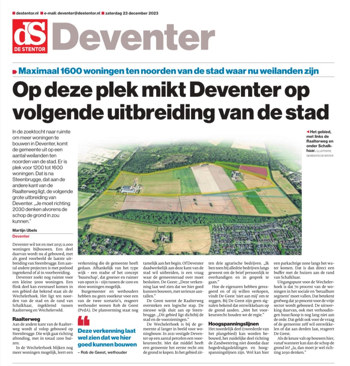 Plannen voor woningbouw aan noordkant Schalkhaar – InSchalkhaar